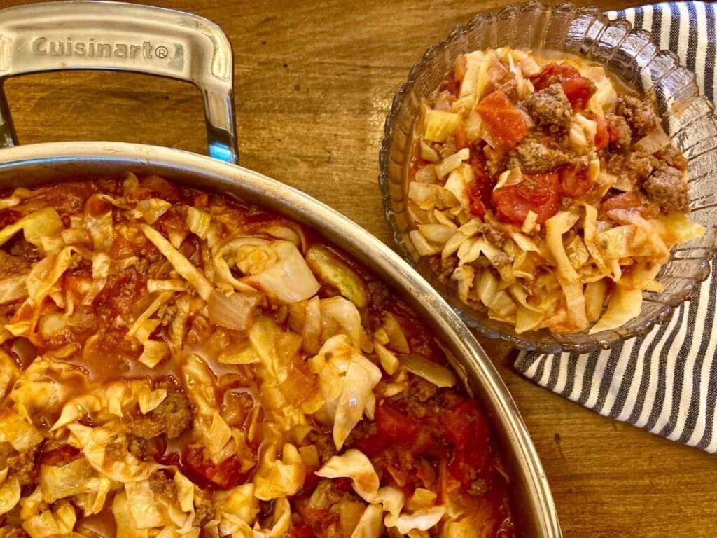 Cabbage Roll in a Bowl - Easy Skillet Meal - Right At Home with Violet