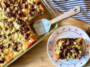 Healthy Egg Strata with Ground Beef - Right At Home with Violet